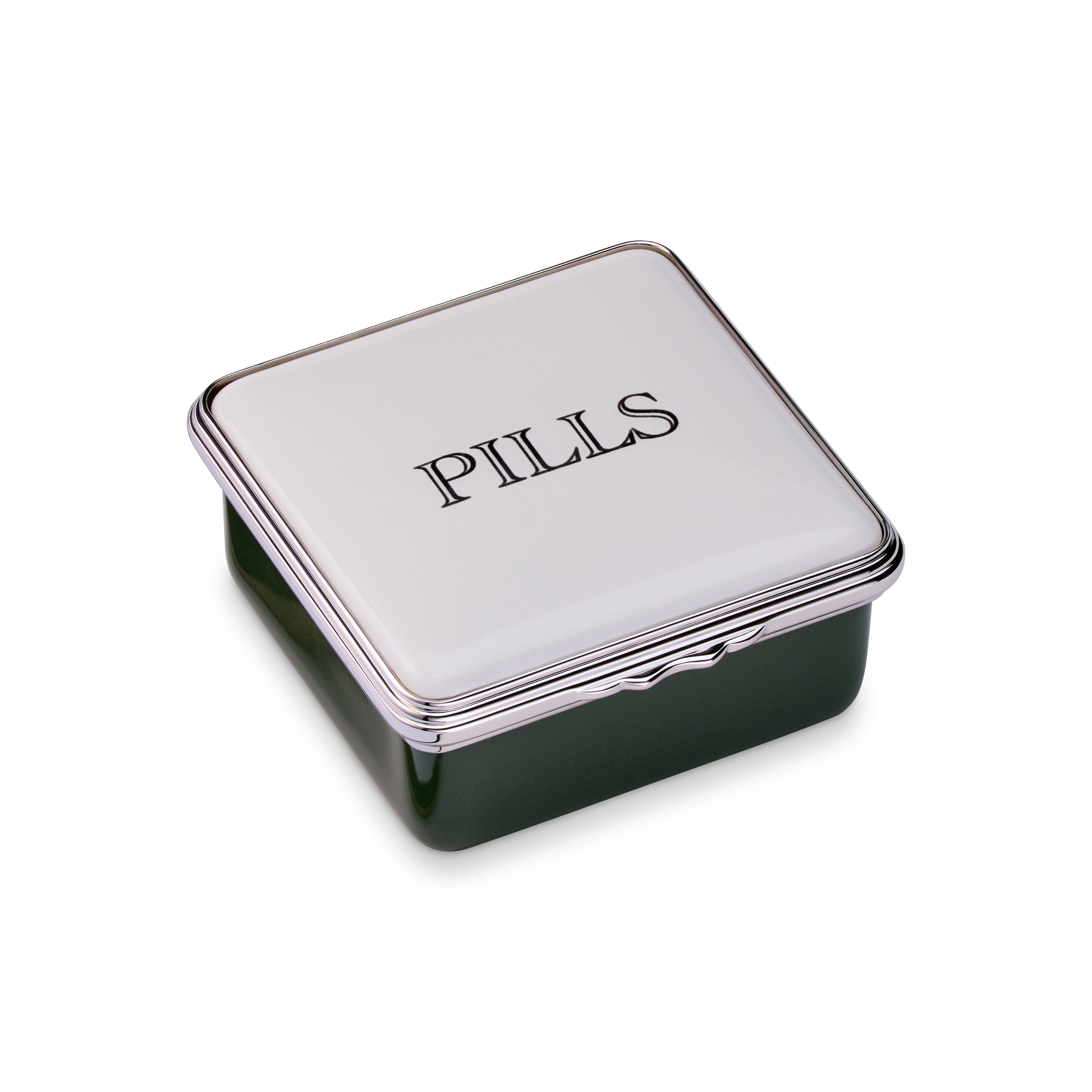 D.R. Harris Square "Pills" Enamel Box in Balmoral Green – HALCYON DAYS