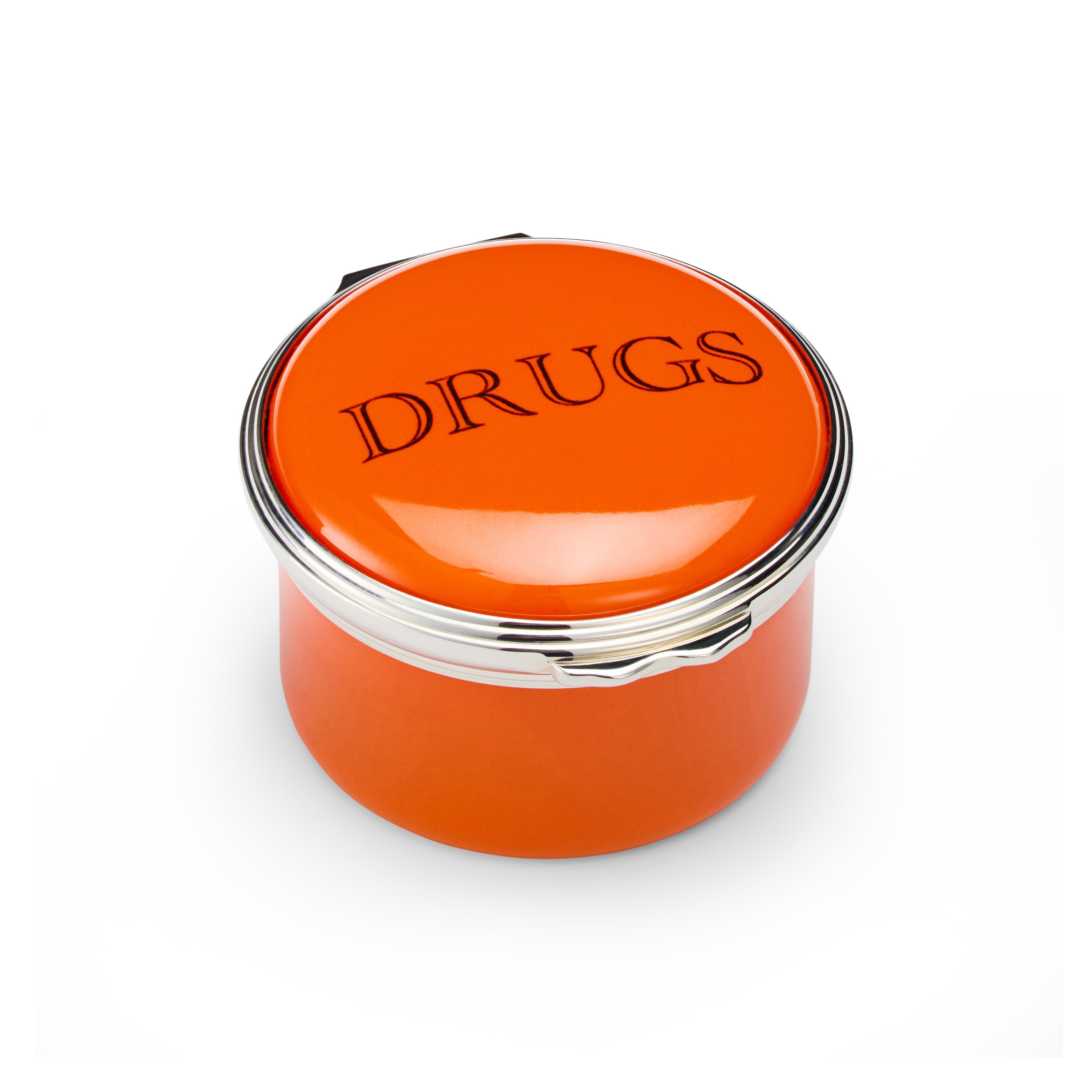 D.R. Harris Round "Drugs" Enamel Box in Marmalade Orange – HALCYON DAYS
